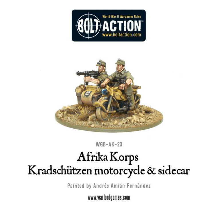Bolt Action Afrika Korps Krad Schutzen Motorcycle & Sidecar